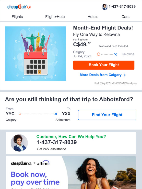 CheapOair: Month-End Flight Deals! Fly from Calgary from C$49.99* | Milled