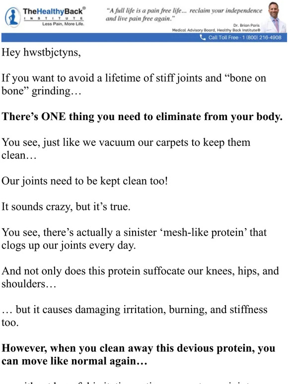 Healthy Back Institute: Meet the evil protein wrecking your joints | Milled