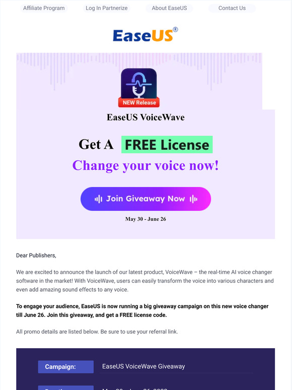 EaseUS: New EaseUS VoiceWave Launch: Free License Giveaway | Milled