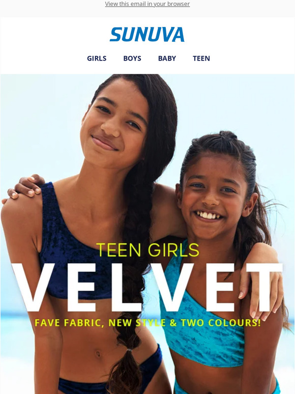 Sunuva: Gorgeous New Teen Girls Velvet Bikinis - 2 New Colours! | Milled