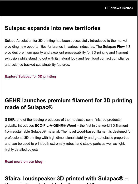 Sulapac: Sulapac enters the world of 3D printing | Milled