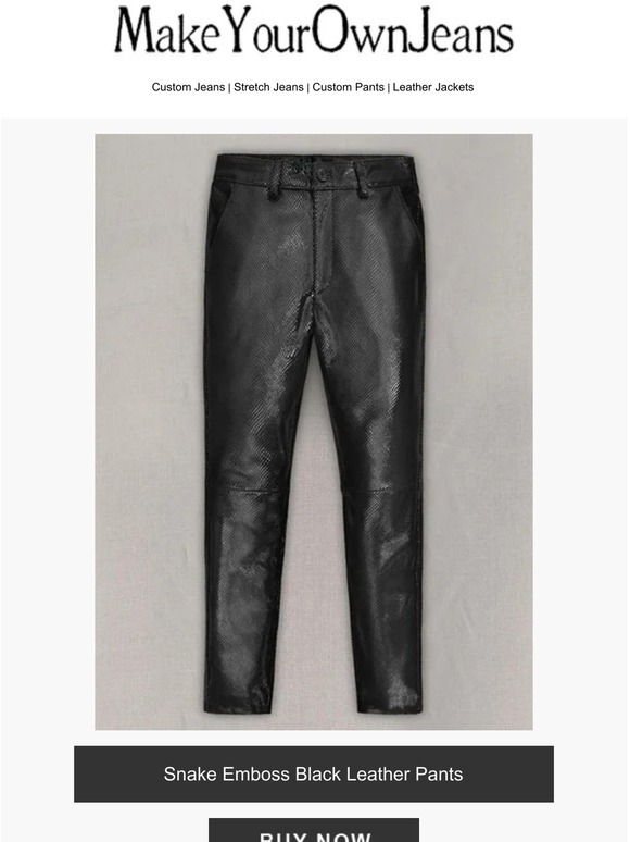 Make Your Own Jeans: Snake Emboss Black Leather Pants | Milled