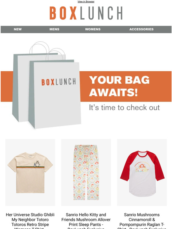 BoxLunch: Hurry back! Online checkout is right this way! | Milled