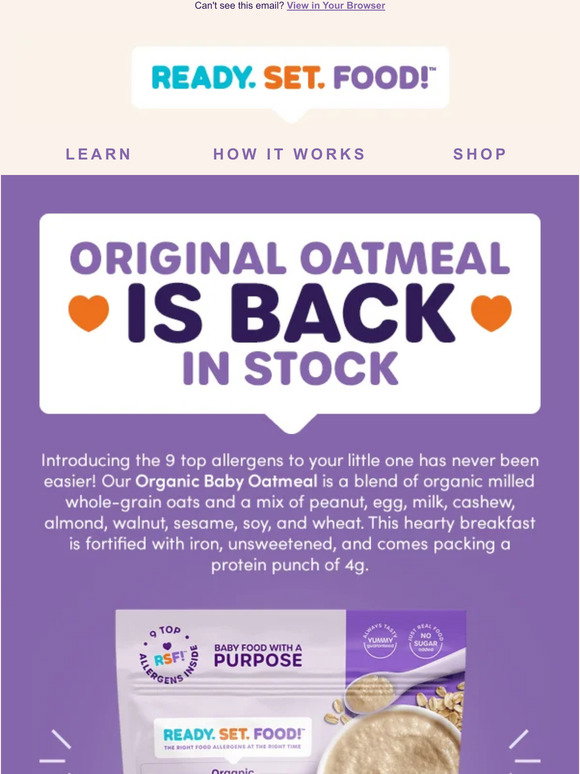 Ready Set Food: Original oatmeal is back in stock! | Milled