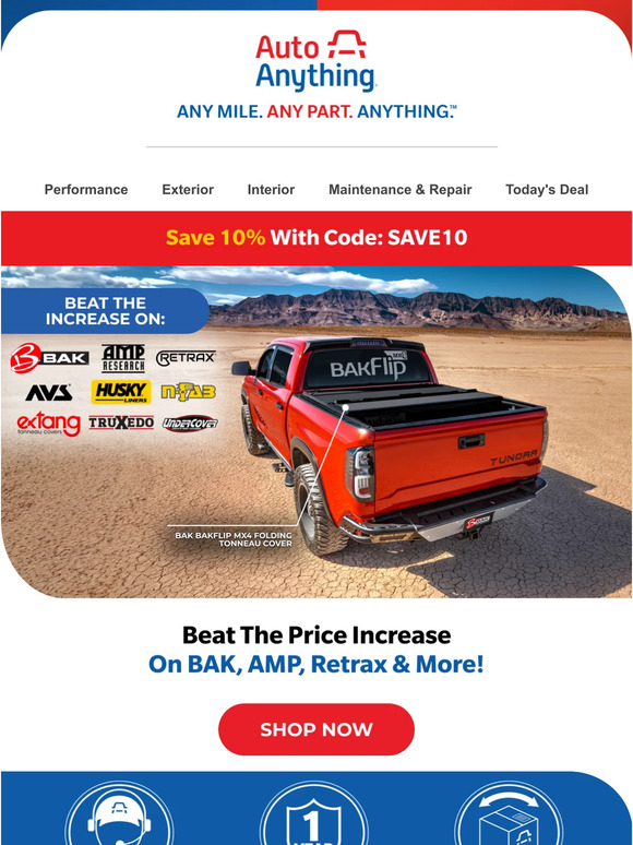 AutoAnything: Beat the price increase on: BAK, AMP, Retrax & More! | Milled