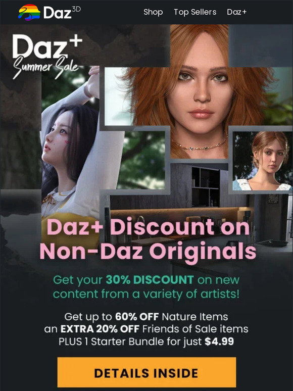 DAZ 3D: Daz+ Discount on Non-Daz Originals | Milled