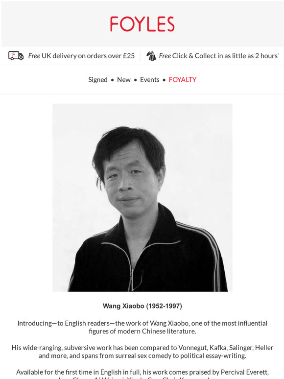 Foyles: On Wang Xiaobo | The essential Chinese writer now available in ...