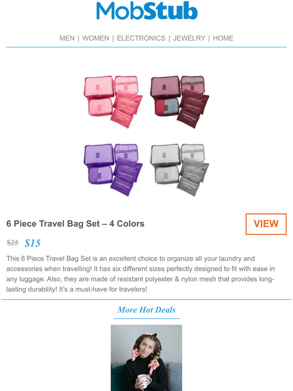 Mobstub: 6 Piece Travel Bag Set – $15 | Milled
