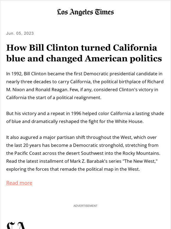 Los Angeles Times: How Bill Clinton turned California blue and changed ...