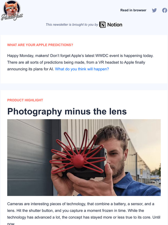 Product Hunt: 😸 No lens camera | Milled