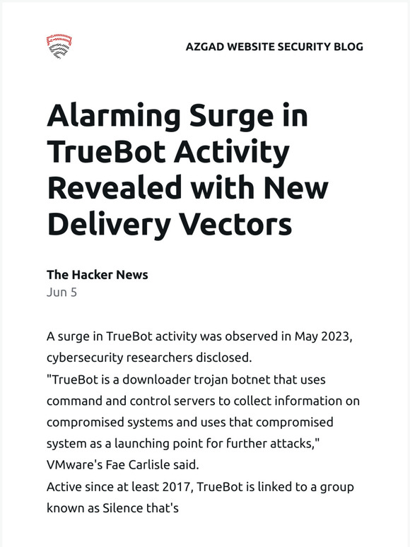 AZGAD Security: [New post] Alarming Surge in TrueBot Activity Revealed ...