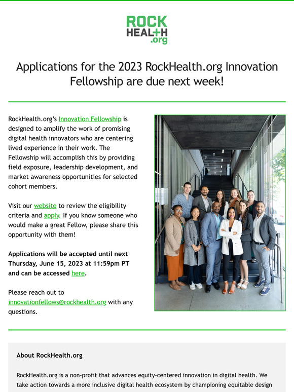 Rock Health: Apply for the RockHealth.org Innovation Fellowship by June ...