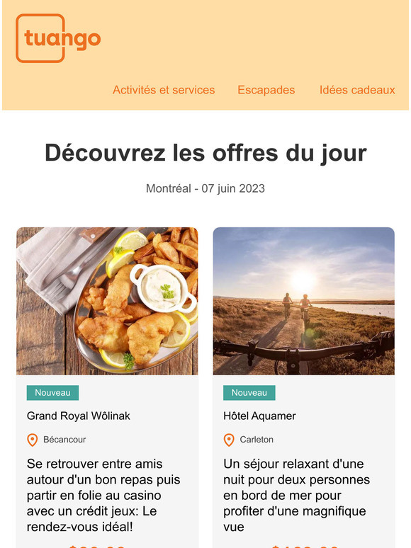 Tuango: Grand Royal Wôlinak | Hôtel Aquamer | Motel île d'Orléans | Milled