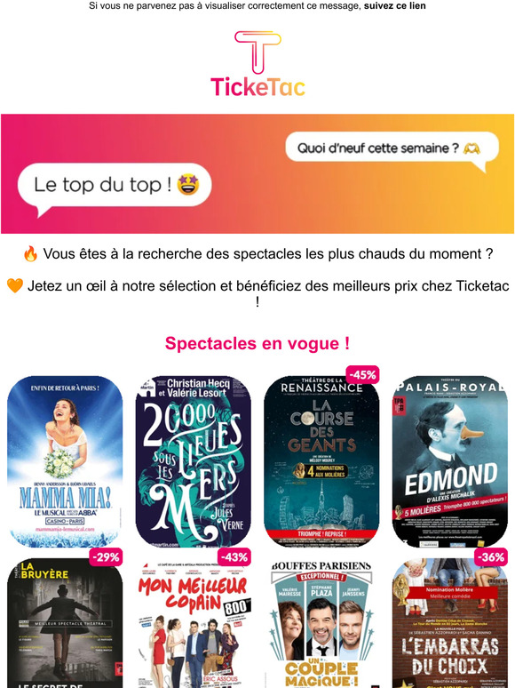Ticketac: 🎭 Les sorties culturelles incontournables du moment ! | Milled