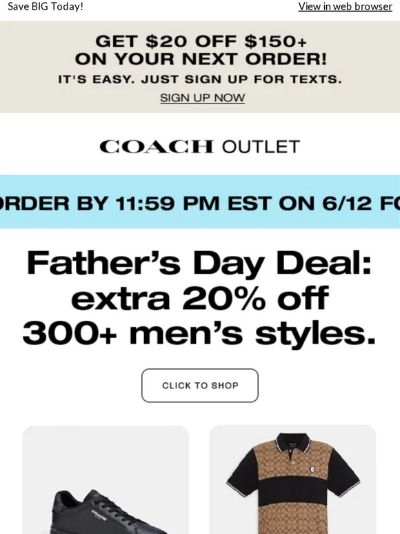 Coach: Approved! You're All Set for an Extra 20% Off 300+ Men's Styles ...