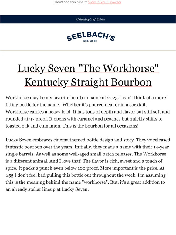 Seelbachs: Lucky 7's "The Workhorse" Is Back In Stock | Milled