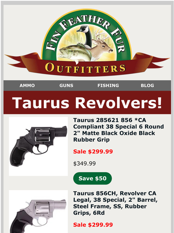 Fin Feather Fur Outfitters: Taurus Revolvers Starting At $299.99! | Milled