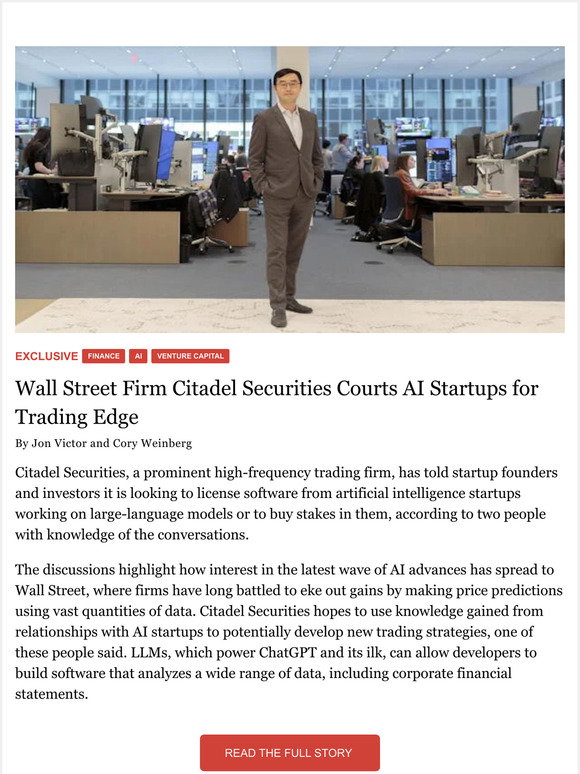 The Information: Exclusive: Citadel Securities Courts AI Startups for ...