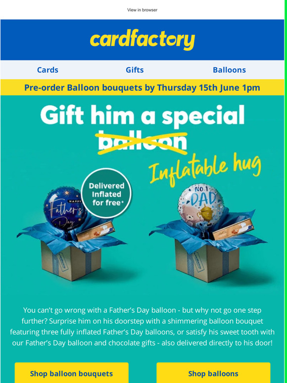 Card Factory: Gifts that’ll leave dad floating on air! 🎈 | Milled