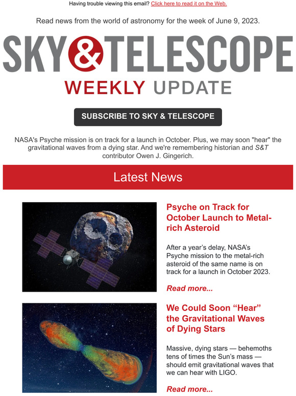 Sky & Telescope: Remembering Owen Gingerich, Psyche On Track, and JWST | Milled