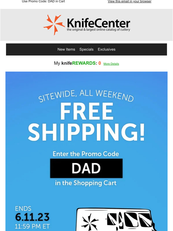 KnifeCenter: Free Shipping | Father's Day Solved! | Milled