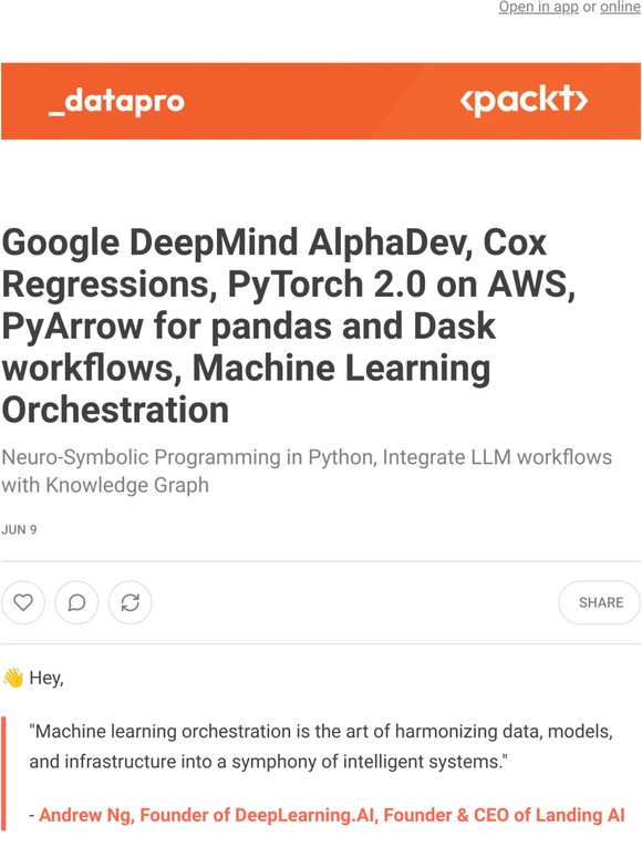 Packt: Google DeepMind AlphaDev, Cox Regressions, PyTorch 2.0 on AWS ...