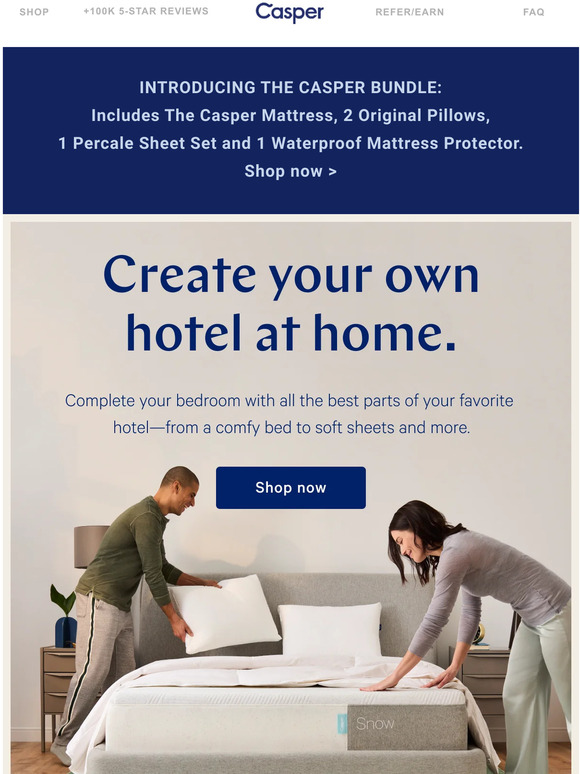 Casper: Give your bedroom a hotel feel with Casper comfort. | Milled