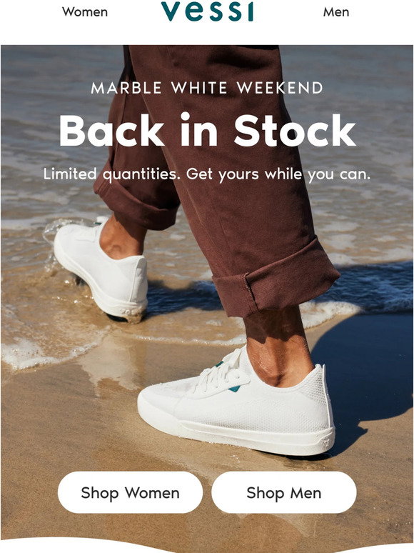 Vessi: Marble White Weekend – Back in Stock! | Milled