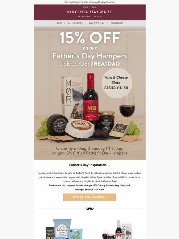 Virginia Hayward: 15% OFF! Top 10 Hampers for Dad | Milled