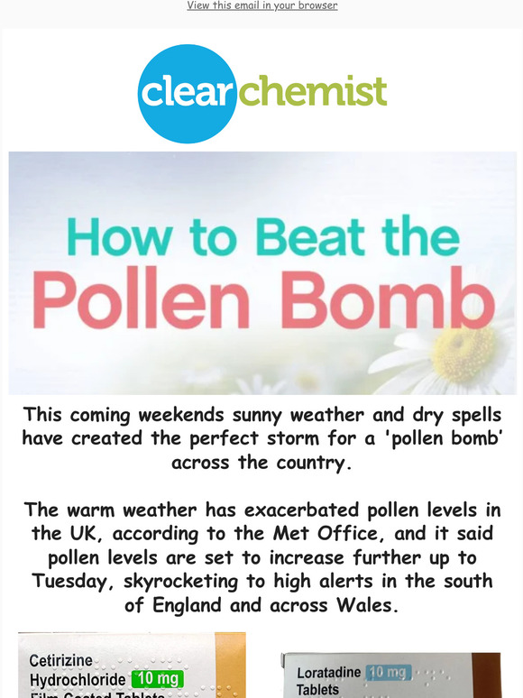 Clear Chemist: Pollen Bomb Alert - How to beat it! | Milled