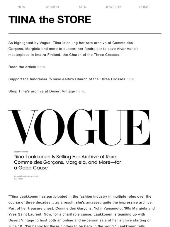 Tiina the Store: Vogue Highlights Tiina's Rare Archive | Milled
