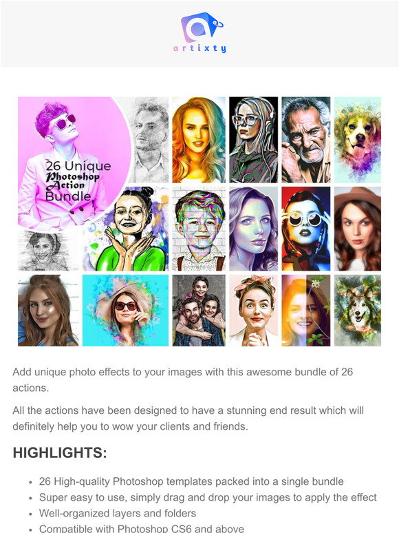 Artixty: The 26 Unique Photoshop Actions Bundle Is Here! | Milled