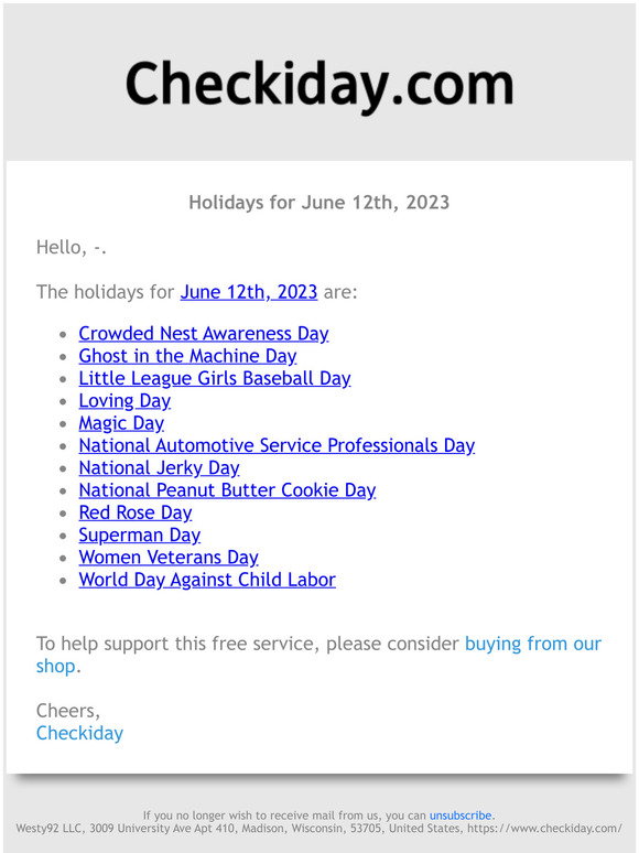 Checkiday: Holidays for June 12th, 2023! 📅🎉 | Milled