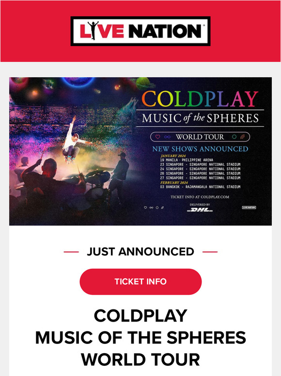 Live Nation: 📢COLDPLAY ANNOUNCE 2024 DATES FOR ASIA⁠! | Milled