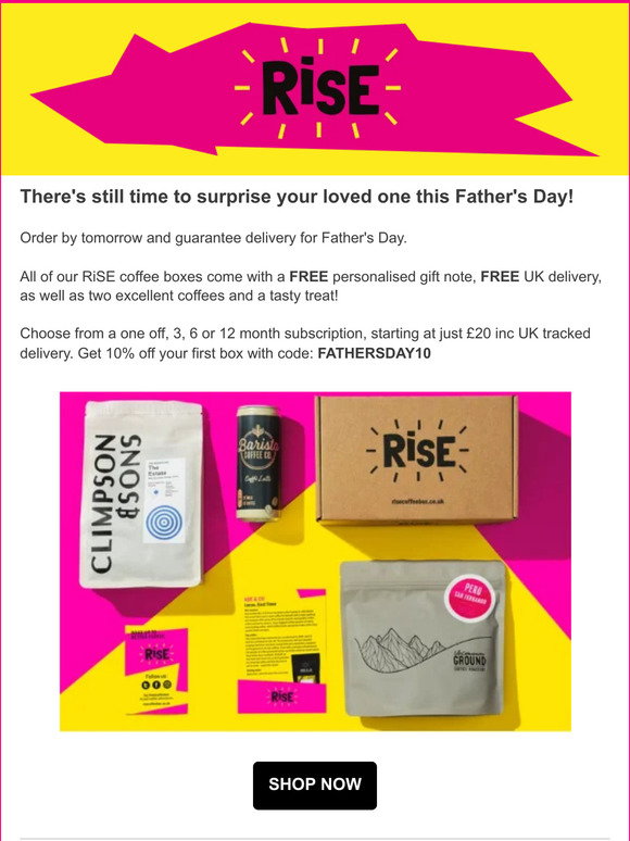 Rise Coffee Box: Still time to order Father's Day gift! 🎁 ☕ 😎 | Milled