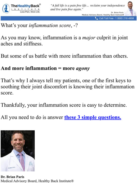 Healthy Back Institute: Quiz: What's your inflammation score? | Milled