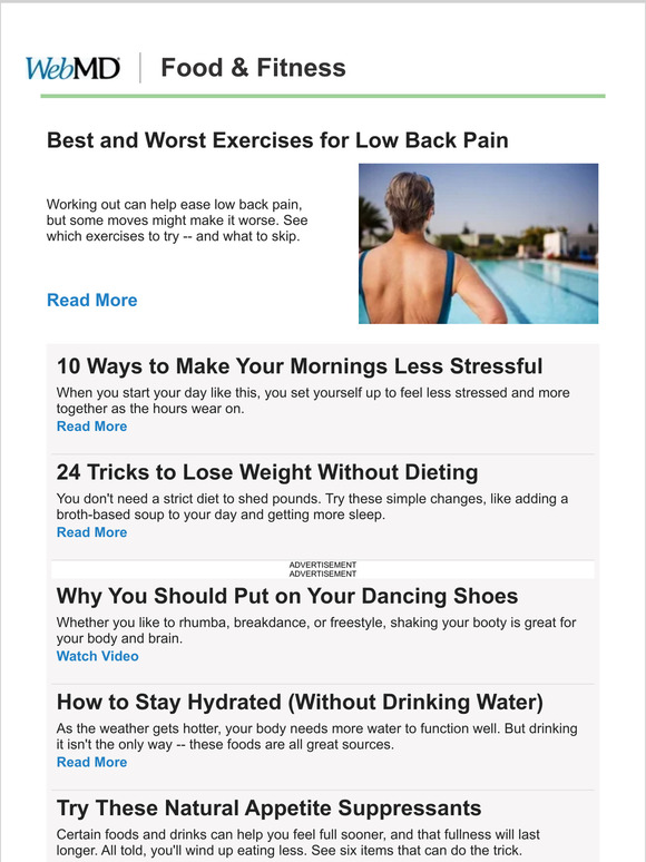 WebMD: Best and Worst Exercises for Low Back Pain | Milled