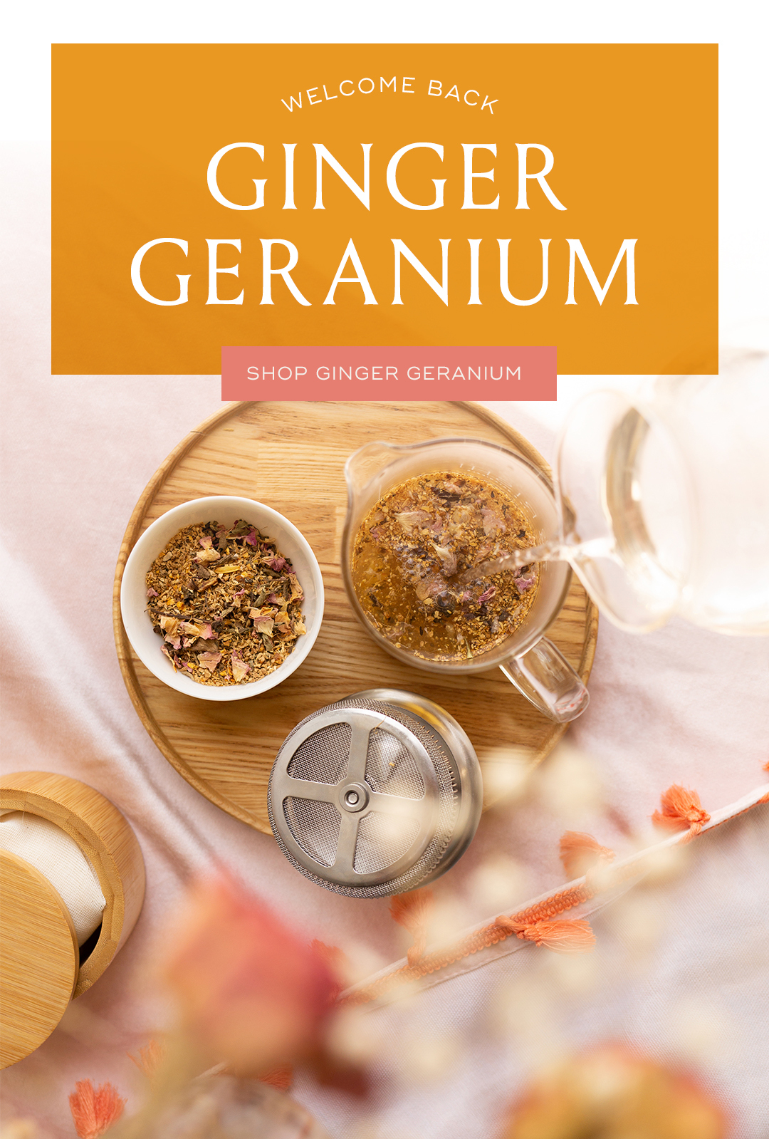 Rishi Tea: Welcome Back Ginger Geranium | Milled