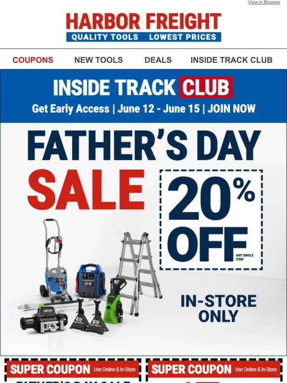 Harbor Freight: Join Today for EARLY ACCESS! 20% Off Any Single Item ...