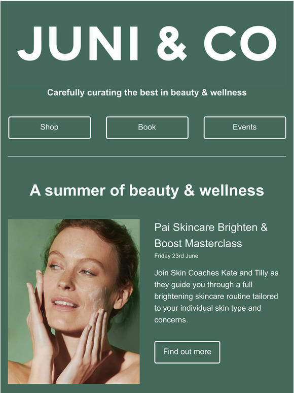 Juni Cosmetics: Upcoming events at JUNI & CO | Milled
