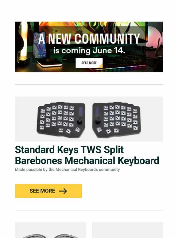 Drop: Standard Keys TWS Split Barebones Mechanical Keyboard, Simgot EA500 IEM, Drop MT3 Darkness ...