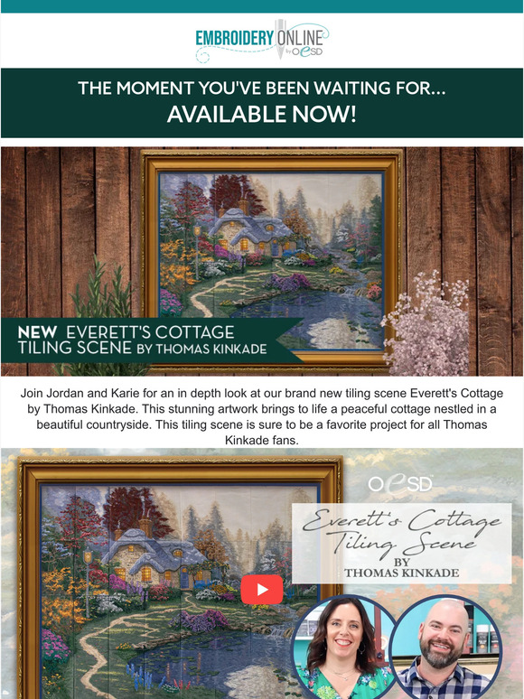 Embroidery Online: Everett's Cottage Tiling Scene by Thomas Kinkade Now Available!! | Milled