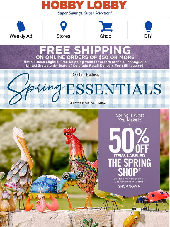 Hobby Lobby: Garden Fun! 50% Off The Spring Shop® | Milled