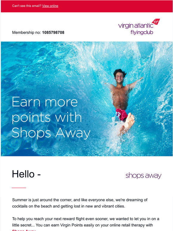 Virgin Atlantic: Earn more Virgin Points with Shops Away | Milled