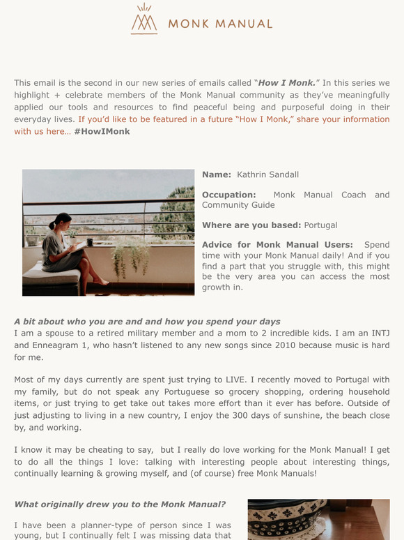 Monk Manual: How I Monk #2 - Kathrin Sandall's Story | Milled