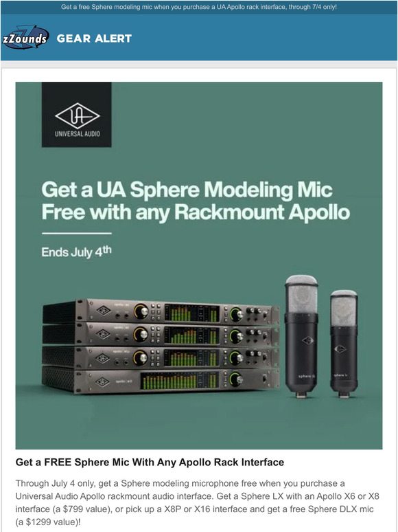 zZounds: Get a FREE Sphere Mic With Any Apollo Rack Interface | Milled