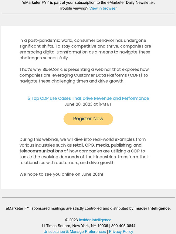 Insider Intelligence: 5 Top CDP Use Cases That Drive Revenue and Performance: June Edition | Milled