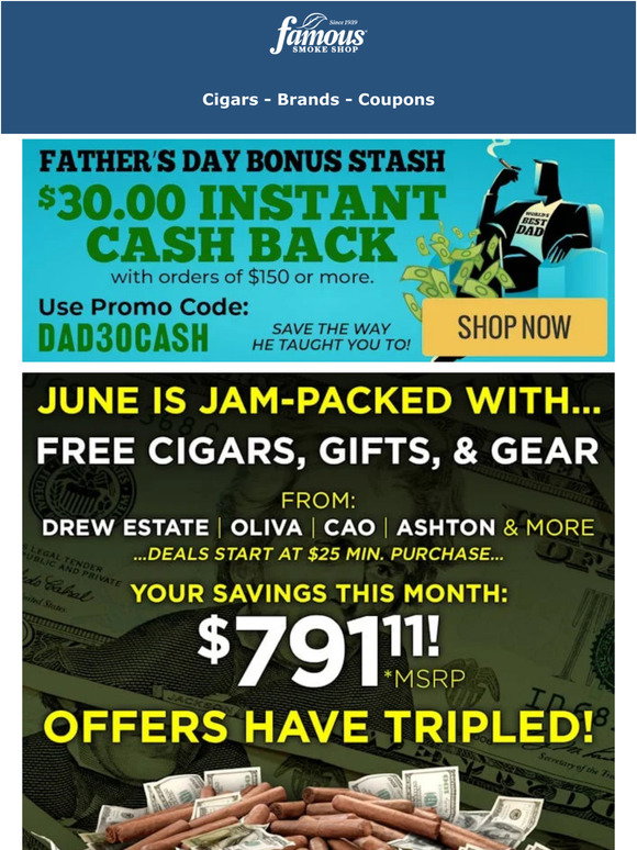 Famous Smoke Shop: June Super Coupons are here with nearly $800 in ...