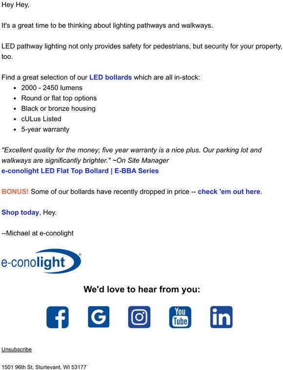 e-conolight: Light Up Your Walkways with e-conolight's LED Bollards ...