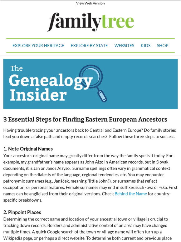 Family Tree Magazine: 3 Essential Steps for Finding Eastern European ...